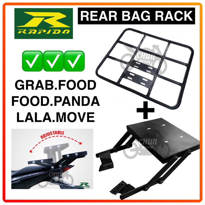 Rapido Rack Adjustable + No Frame Bag Rack Motorcycle RSX/Y15ZR/LC135 ...