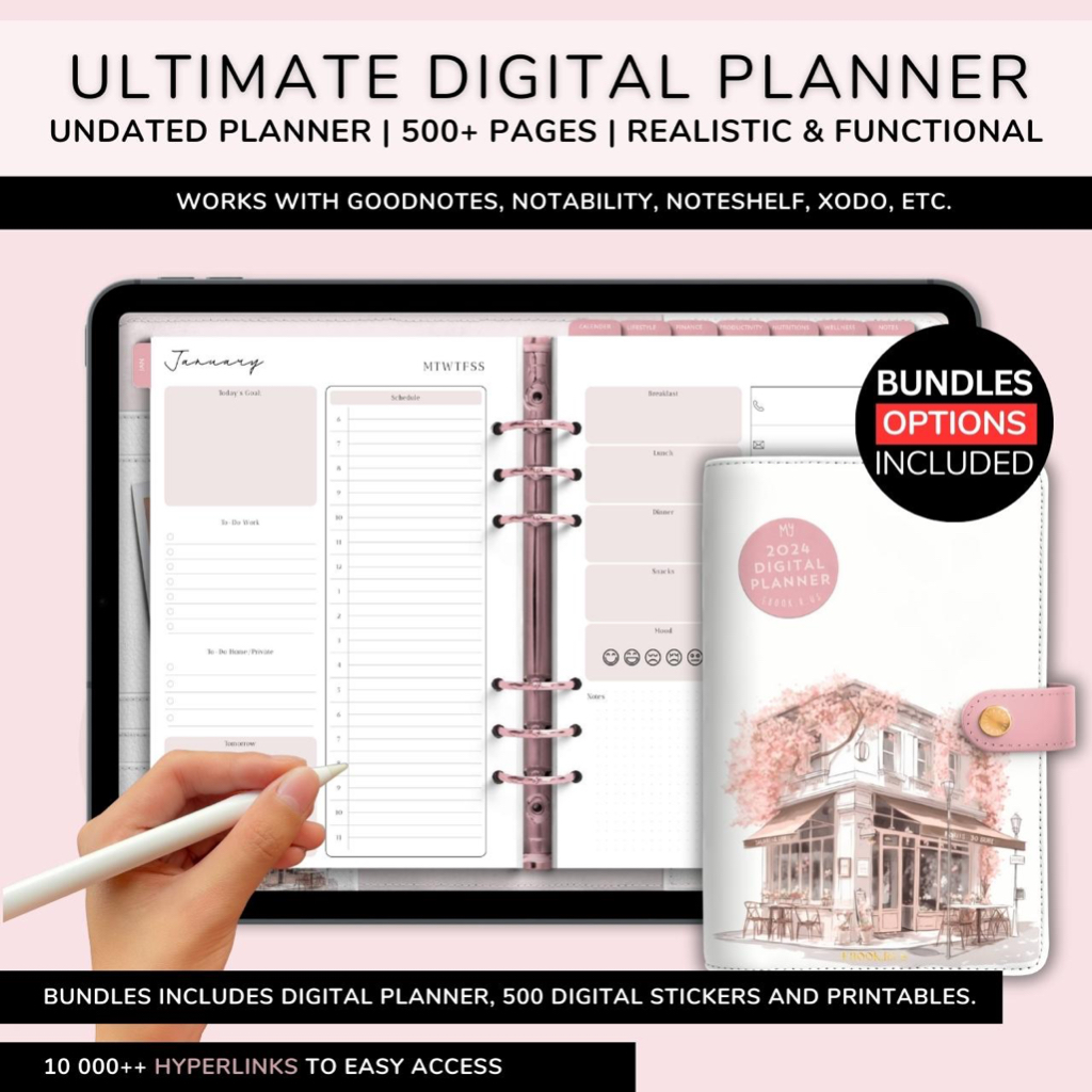 Undated Digital Planner Goodnotes / Notability / XODO / Noteshelf ...