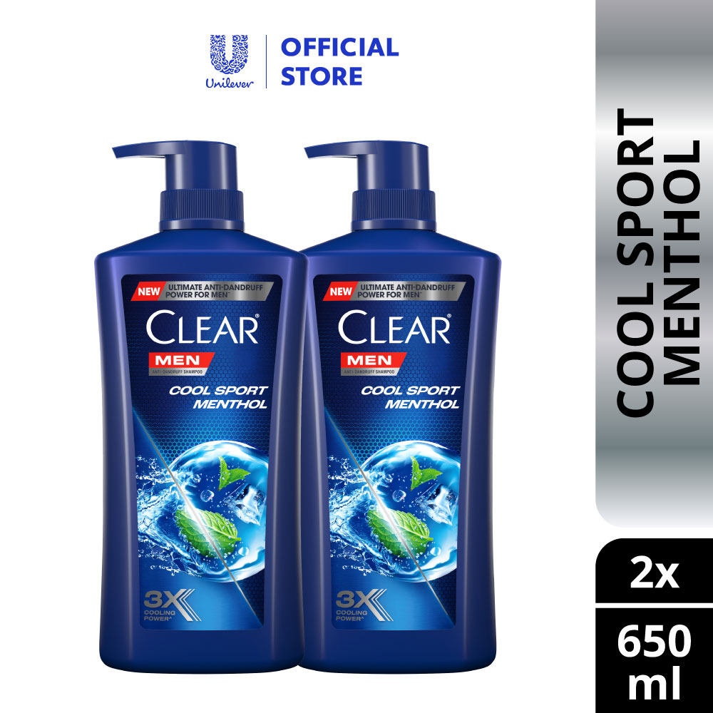 [Bundle of 2] Clear Men Cool Sport Menthol Anti-Dandruff Shampoo 650ml | Shopee Malaysia