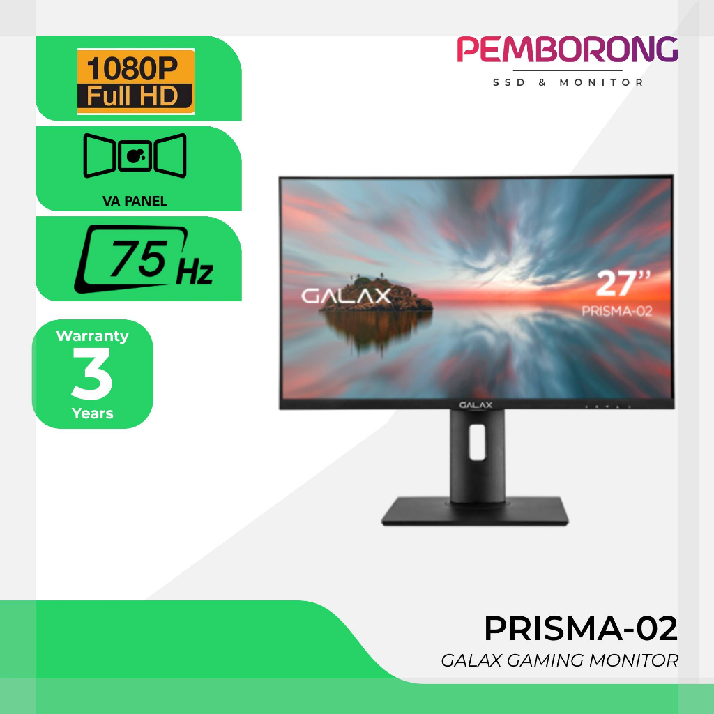 MONITOR GALAX LED GAMING FLAT 27" PRISMA-02 (VA-FHD-8MS-HDMI-DP-TYPEC ...