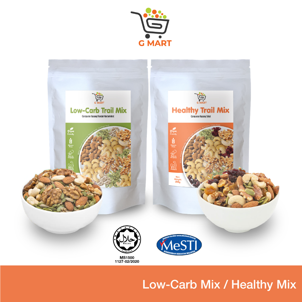 G Mart Healthy Trail Mix Nut Low-Carb Mix Nut Halal 35g 250g | Shopee ...