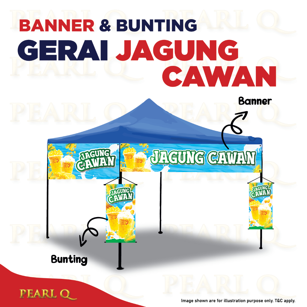 Banner Gerai Makanan Jagung Cawan Bunting Streamer Kedai Pasar Malam ...