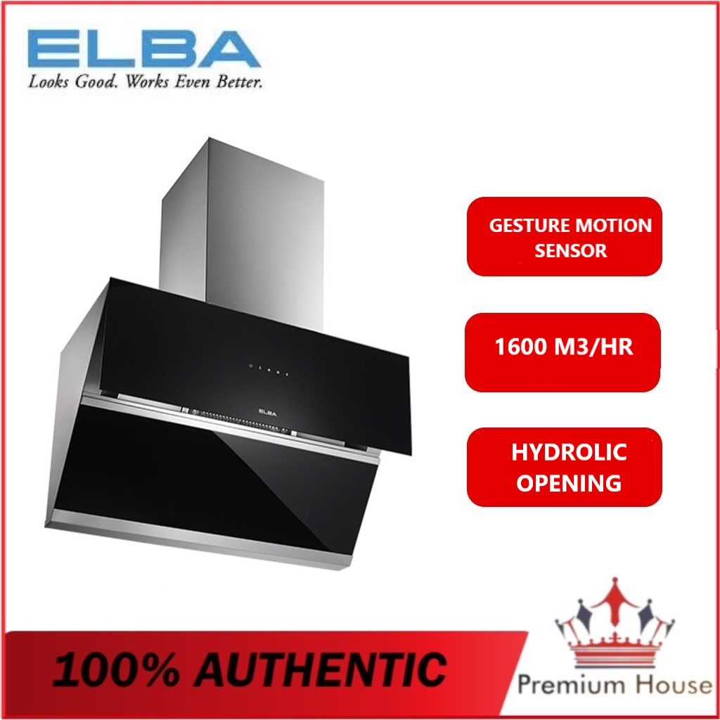 ELBA 1,600M3/HR Designer Cooker Hood EH-N9125ST(BK) | Gesture Motion ...
