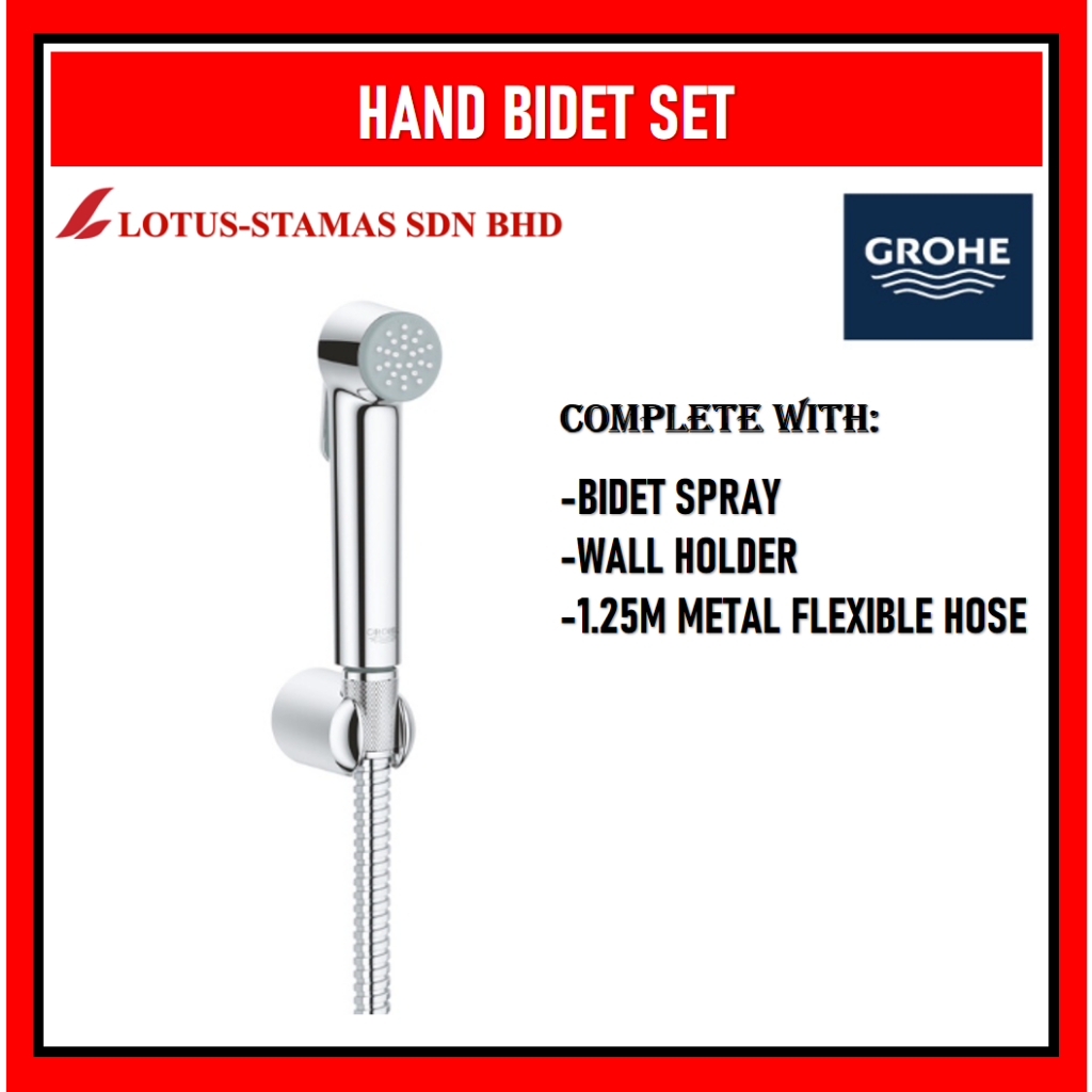 GROHE 26354000 Tempesta-F Trigger Hand Bidet Spray Metal Hose Set ...