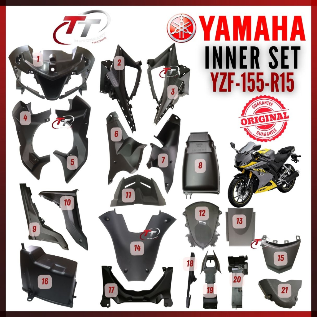 100% ORIGINAL YAMAHA YZF-R15 YZF155 YZF R15 INNER FULL SET PART HITAM ...