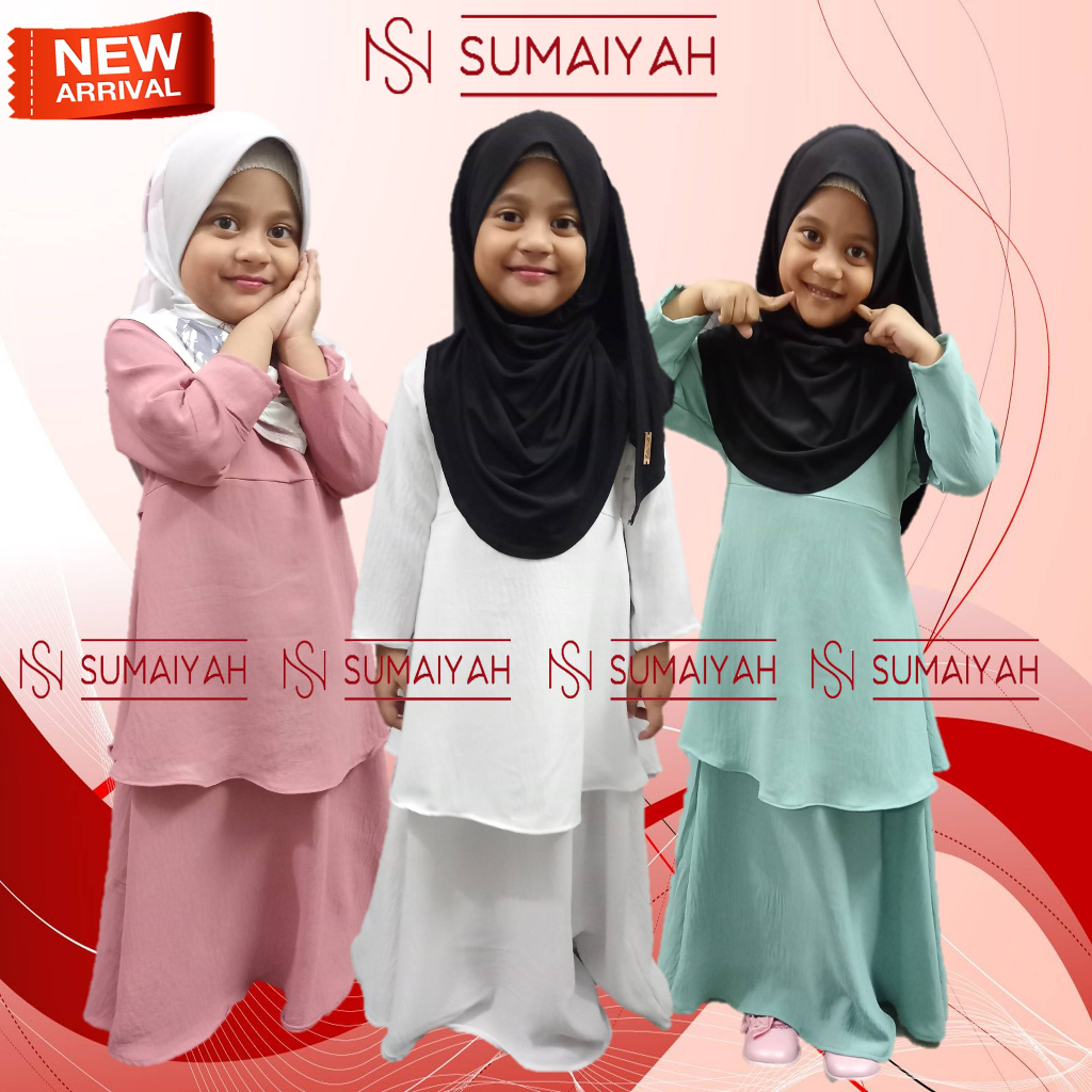 SUMAIYAH New Jubah Budak Muslimah Ironless Cey Crepe kanak-kanak ...