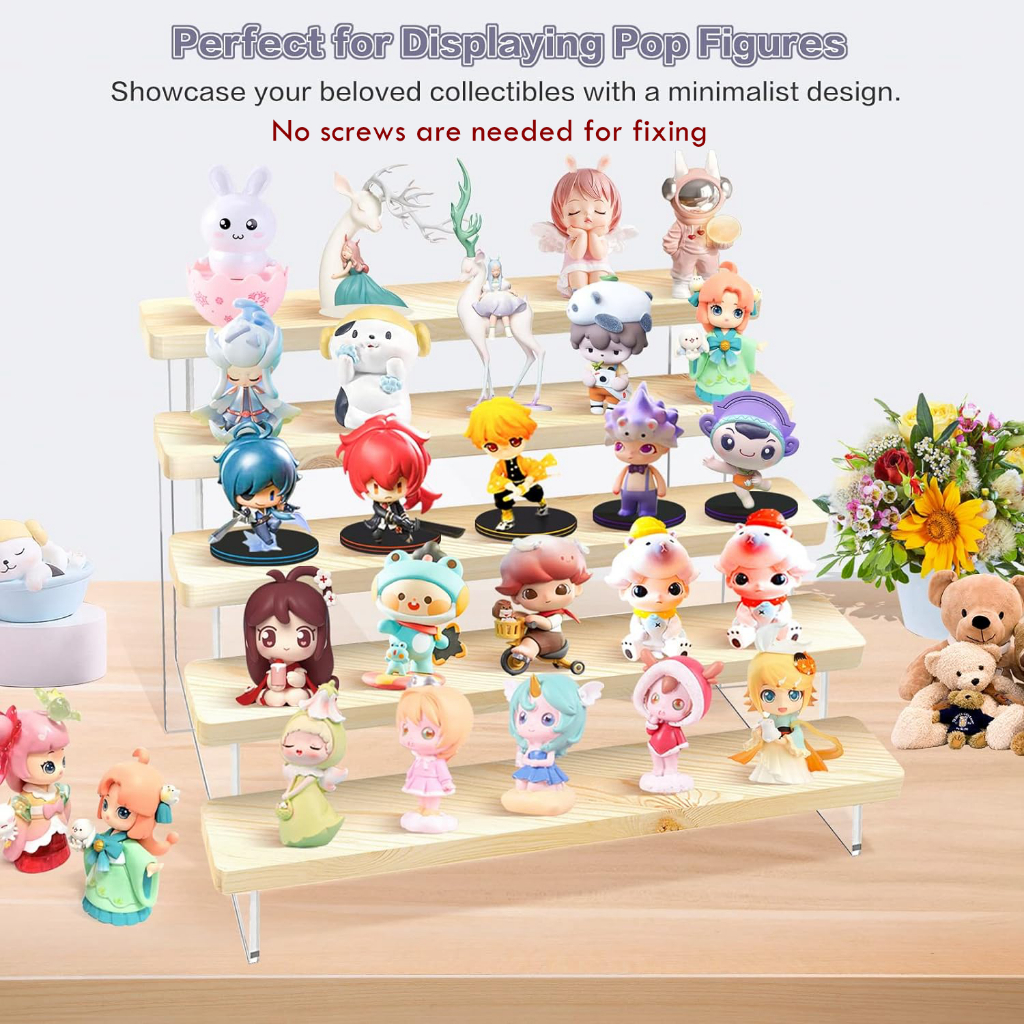 Wooden Display Stand Figurine Acrylic Display Stand Figure Display Rack ...