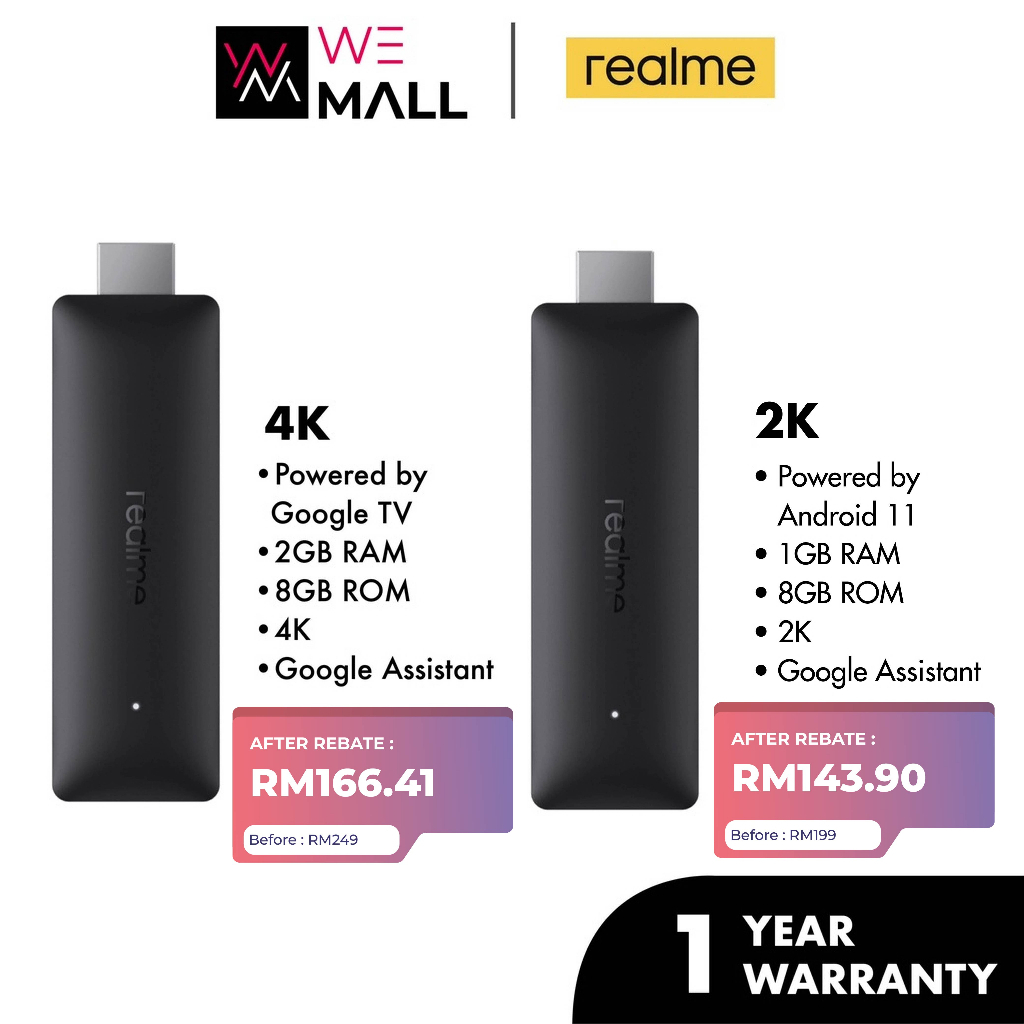 realme 2K | 4K Smart Google TV Stick HDR10+ HDMI Chromecast Wifi Google ...