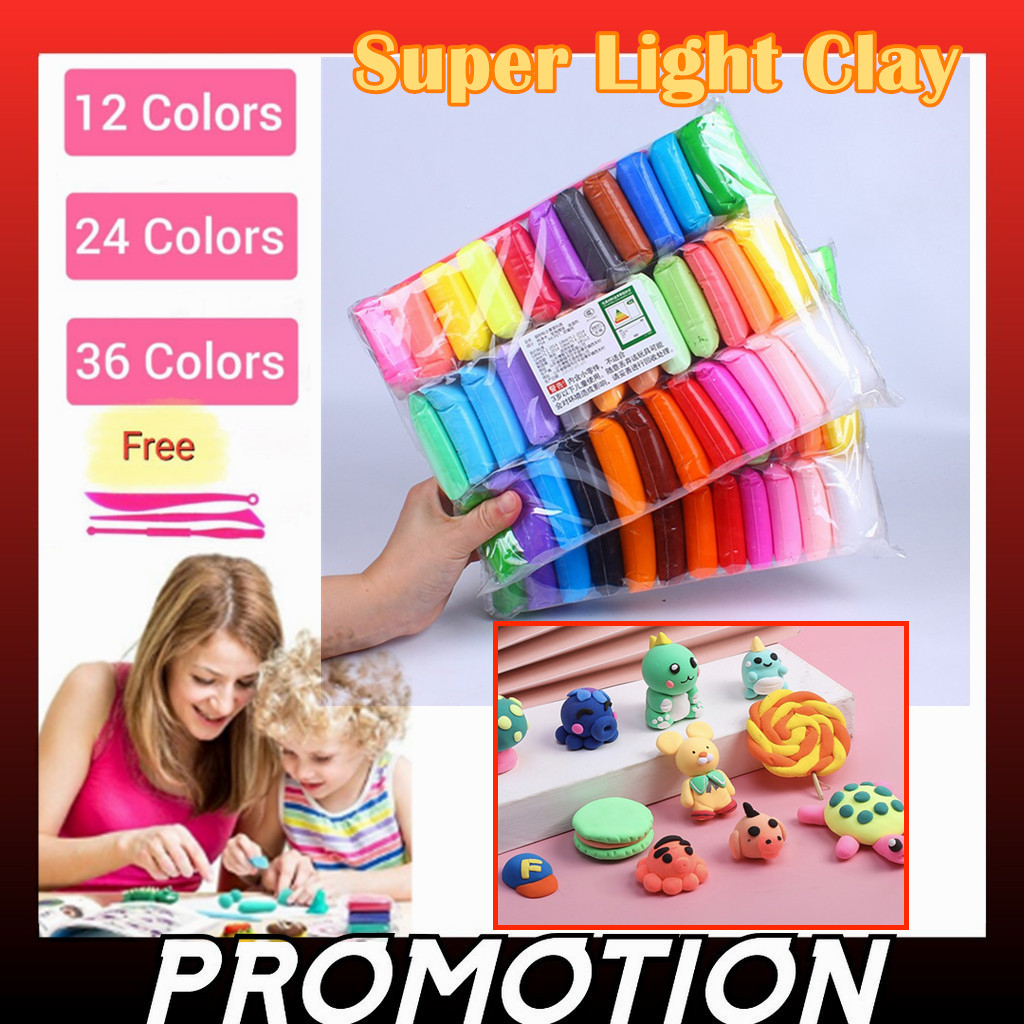 READY STOCK - Non-Toxic Super Light Clay Butter Slime Air Dry Clay Set ...