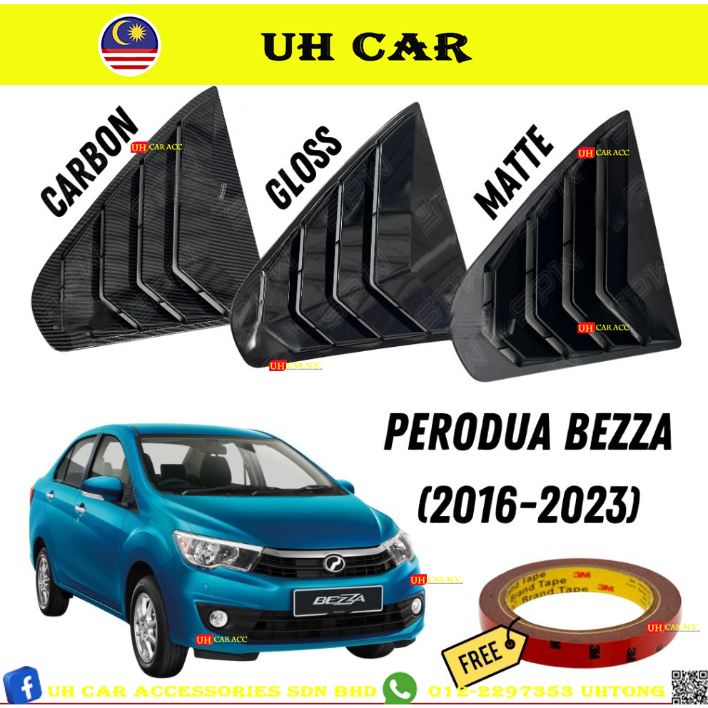 Perodua Bezza 2016 2023 Window Cover Mustang Rear Side Window Cover Triangle Shutter Cover Exterior Trim 2020 2021 Shopee Malaysia