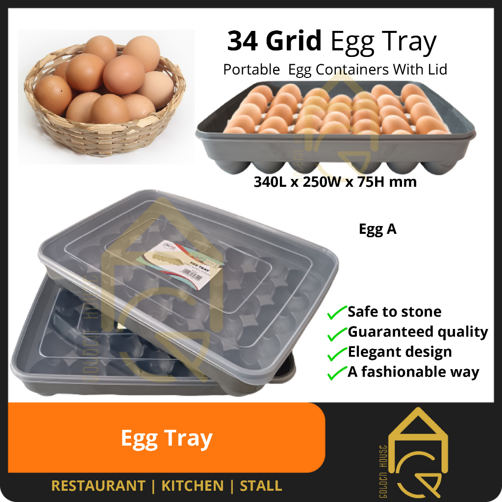 GDH | TRAY TELUR BERTUTUP/Bekas Telur/EGG TRAY 34 HOLE ORGANIZER_BEKAS ...