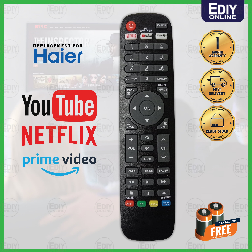 【FREE BATTERY AAA X2 】 Replacement LCD LED SMART TV Remote Control For ...
