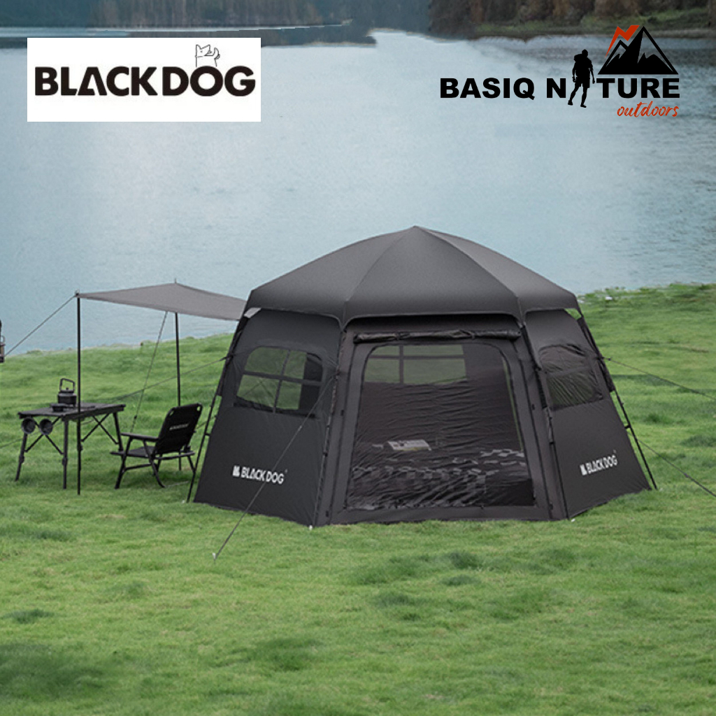 BasiqNature Blackdog Tent Hexagon Dome Tent Camping Waterproof Black Coating Automatic Tent ...