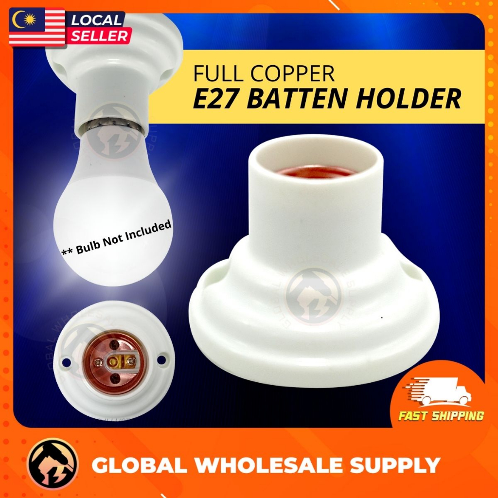 E27 Batten Holder Wall Mount Lamp Wedge Holder Lampu Mentol Gantung ...