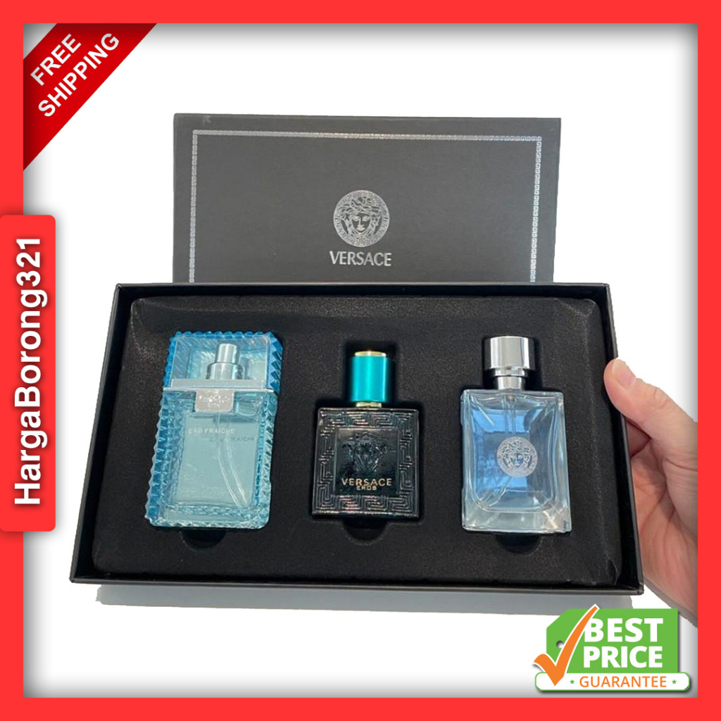 💯 Versace Eros Men 3in1 Gift Set 3x30ml ( Pour Homme + Eros + Fraiche ) | Shopee Malaysia