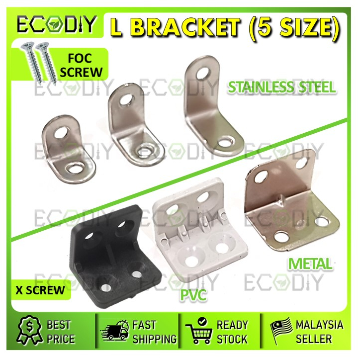 ECODIY🇲🇾 [Stainless Steel/PVC/Metal] L Bracket 90 Degree Right Angle ...