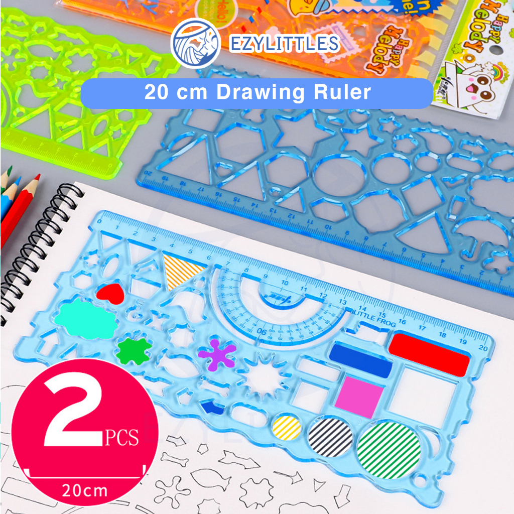 EZYLITTLES Children Drawing Ruler DIY Sketch Art Ruler Fancy Stationery ...