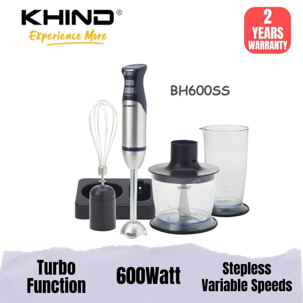 KHIND MULTIFUNCTIONAL HAND BLENDER (600W) BH600AS / BH600SS / HB-6 ...