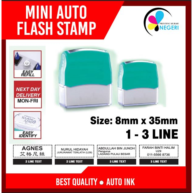 SAME DAY POST OUT RUBBER STAMP AUTO FLASH Ready Made Stamp Self Ink ...