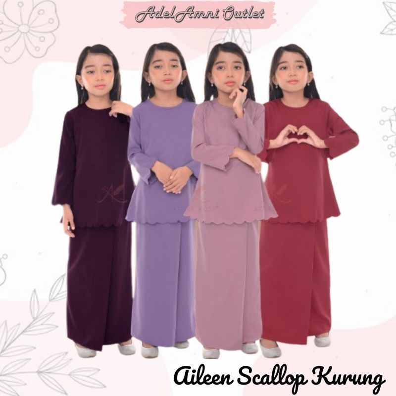 Baju Kurung Raya Scallop Aileen Sedondon Budak - Smokey Purple/Royal ...