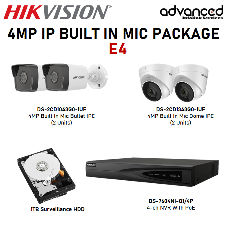 Hikvision CCTV 4MP IP Built In Mic 4 Channel Package E4 | Shopee Malaysia