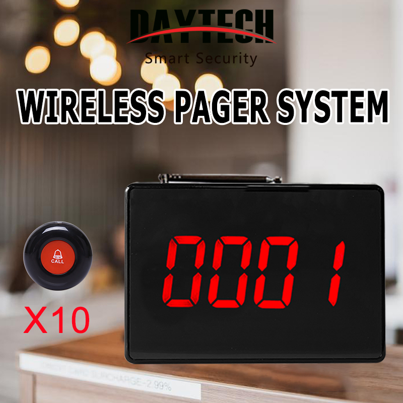 Daytech Calling System Pager System 10 Waterproof Buttons 1 Display Receiver for Clinic Nursing ...