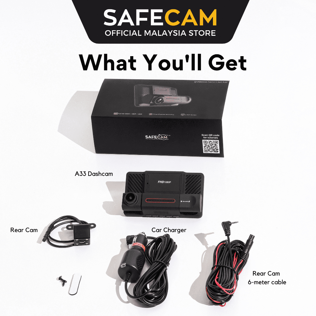 SAFECAM A33 Triple Lens 3 Camera 1080P Dashcam Front Cam + Inner Cam ...