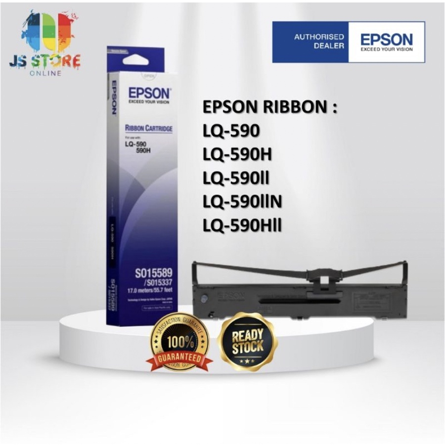 [💯100% ORIGINAL💯]Epson Ribbon LQ-590/LQ-590II/LQ-590IIN (S015589) Ribbon Cartridge (Black ...