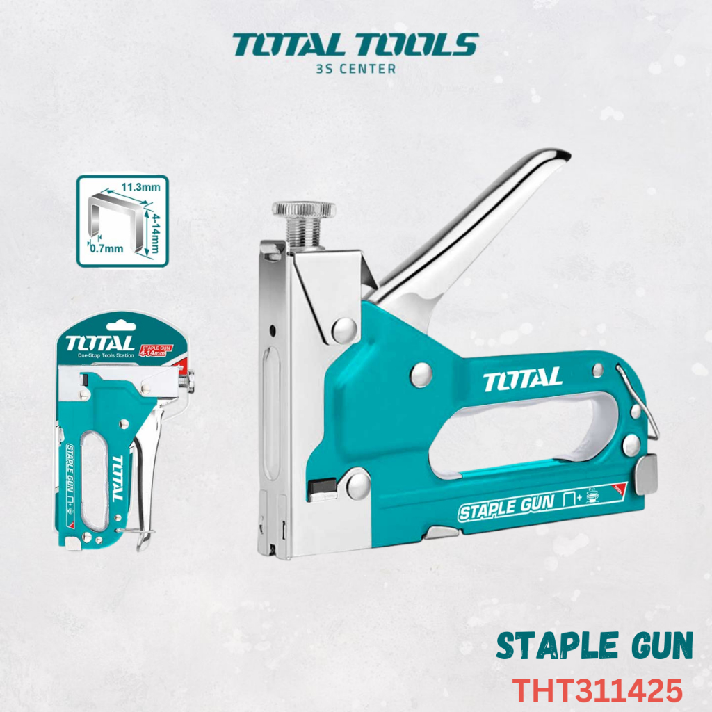 TOTAL Staple Gun, w/ Adjustable Driving Force, D-Type Staples: 11.3mm ...