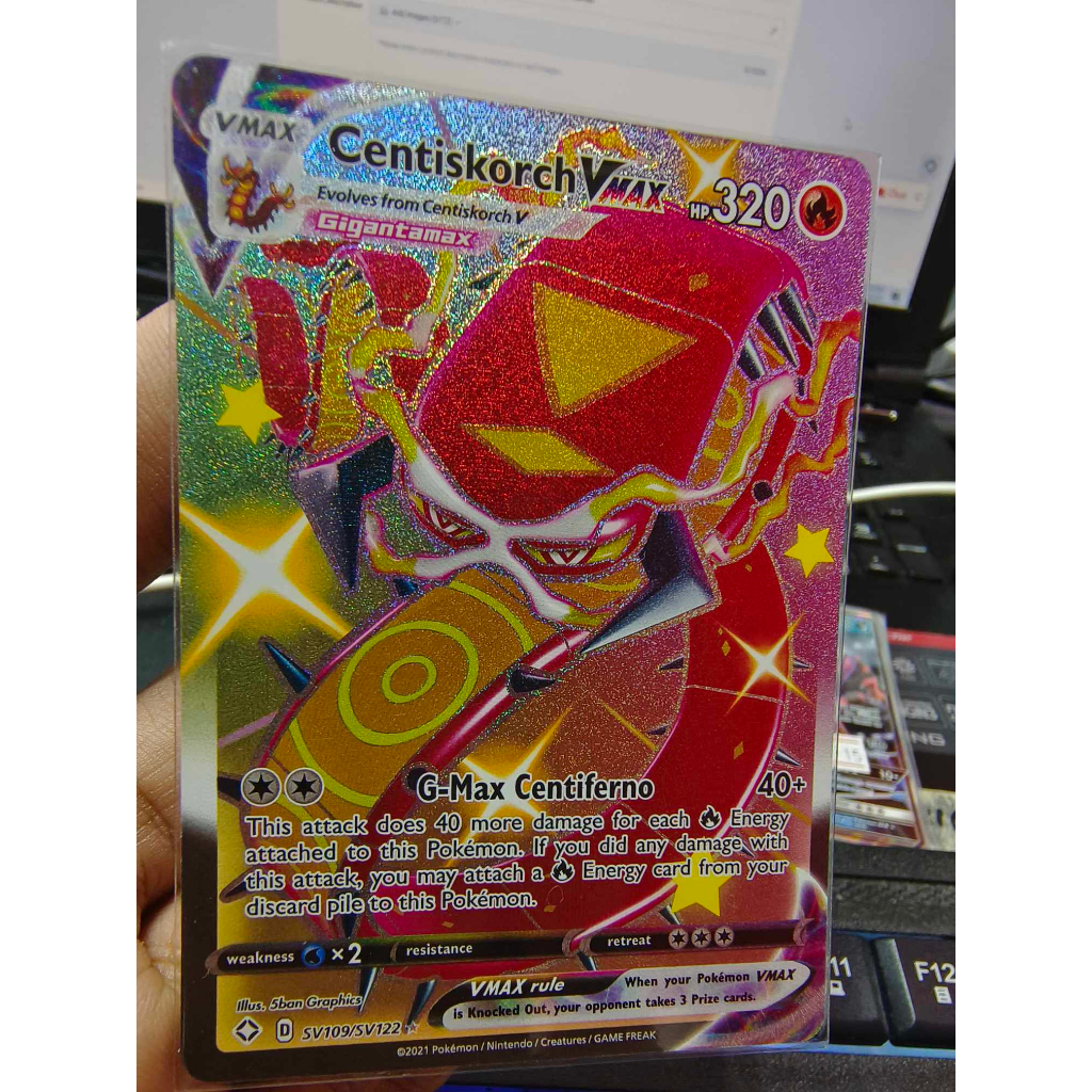 Fire Type - Pokemon Card Vmax - Shiny Centiskorch Vmax SV109/SV122 ...