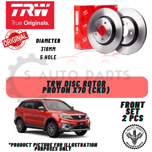 PROTON X70 (CKD) (FRONT) 100% TRW BRAKE DISC ROTOR (318MM) | Shopee ...