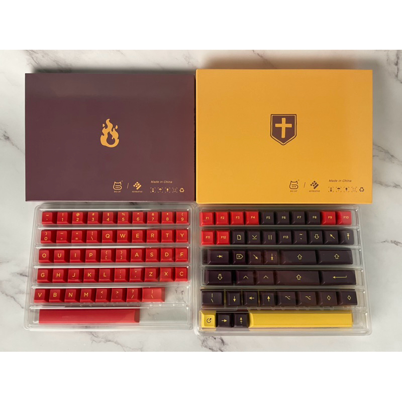 KAT Explosion Doubleshot PBT keycaps Red Maroon Yellow themed KAT Profile keycap | Shopee Malaysia
