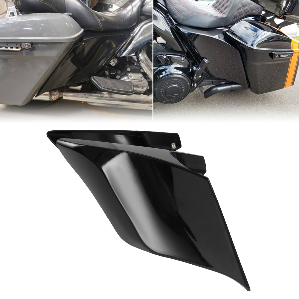 Black Motorcycle Stretched Extended Side Covers Panels ABS Plastic Fits ...