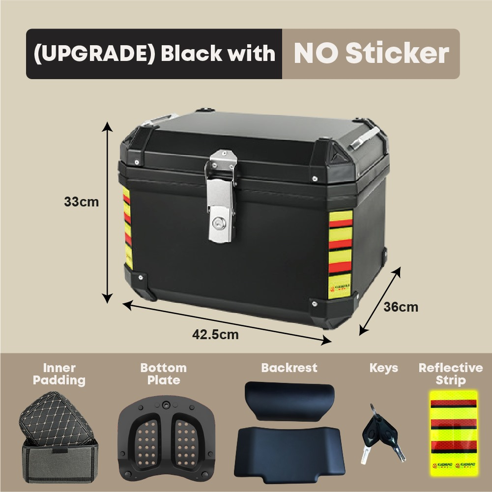 Motorcycle Box 45L Motor Helmet Box Waterproof Rack ABS Aluminum Style ...