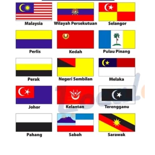 Malaysia + 14 Negeri Flag, Woollen Woolen, 90cm x 180cm, 3x6ft | Shopee ...
