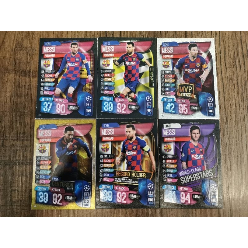 Topps Match Attax UCL 2019/20 Messi Card (Base, Captain, MVP, UCL Centurion, Record Holder ...