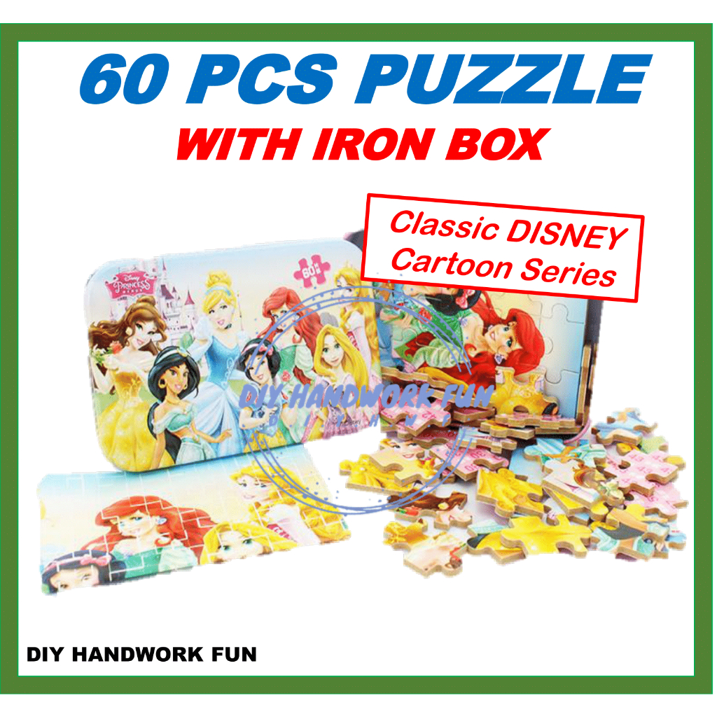 60 PCS DISNEY PUZZLE WITH IRON BOX / DISNEY PUZZLE / CLASSIC CARTOON ...