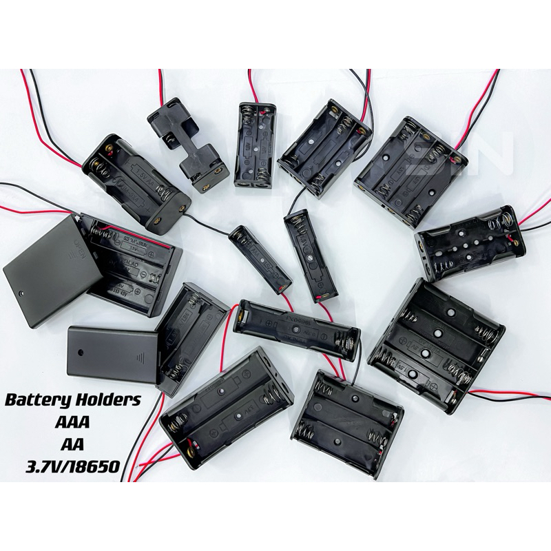 1,2,3,4 Slot AA/AAA/3.7V 18650 Battery Holder Casing with Wire | Shopee ...