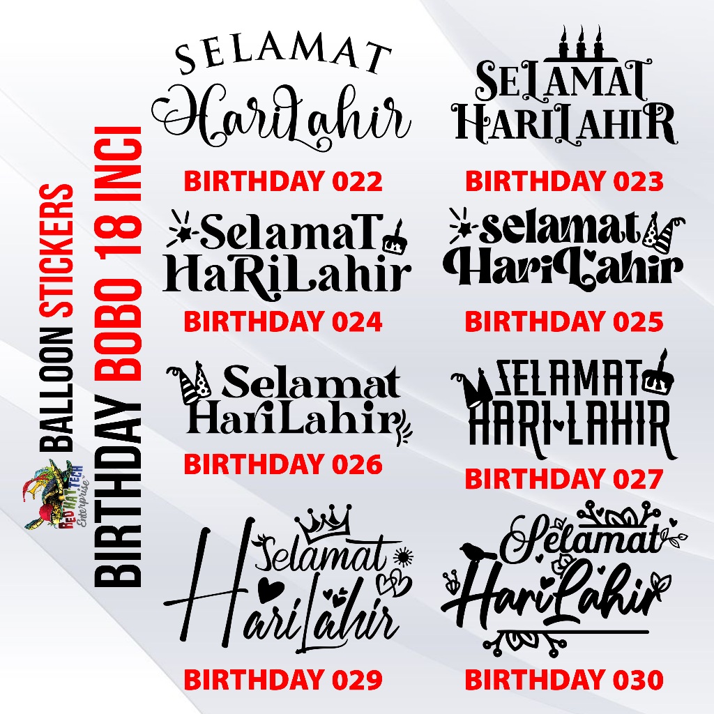 HARI LAHIR [BOBO 10'' INCI] STICKER SURPRISE (a) [BIRTHDAY / HARI JADI ...