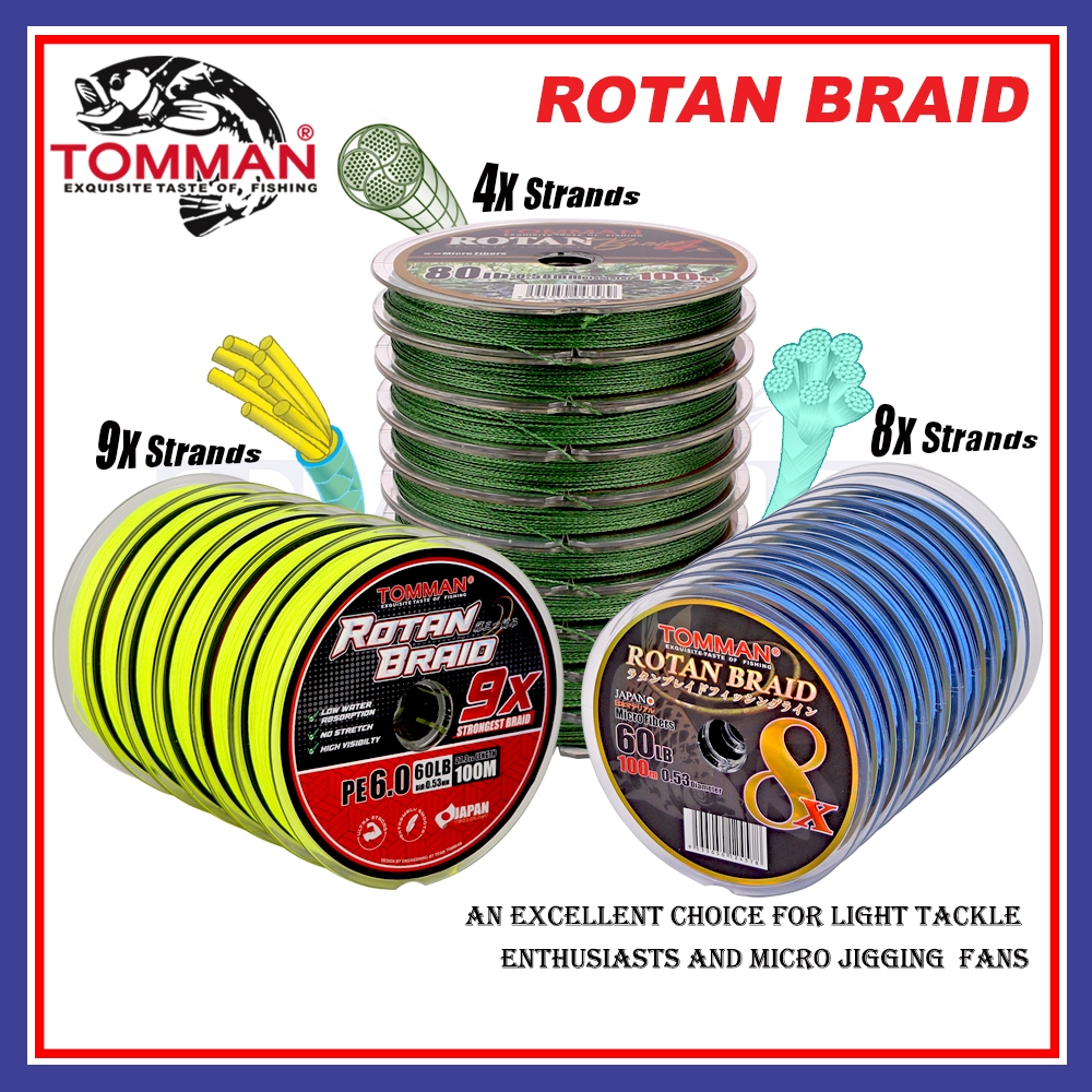 100m (8LB-80LB) Tomman Rotan Braid Fishing Braid Line Japan Material ...