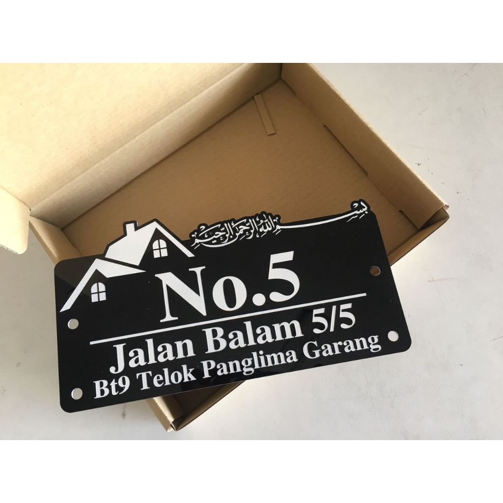 Signage Rumah Plate Alamat Rumah Modern House Number Plate RM40 ...
