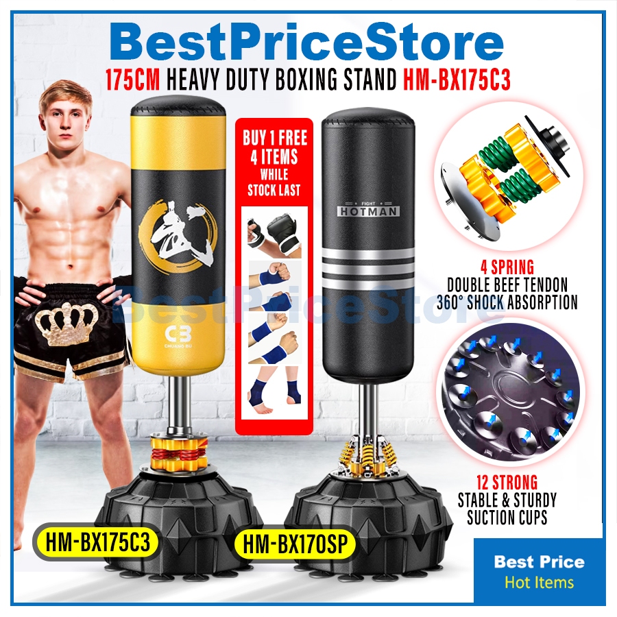 BPS Gym Grade 175cm Boxing Stand Punching Bag Round Base Target ...