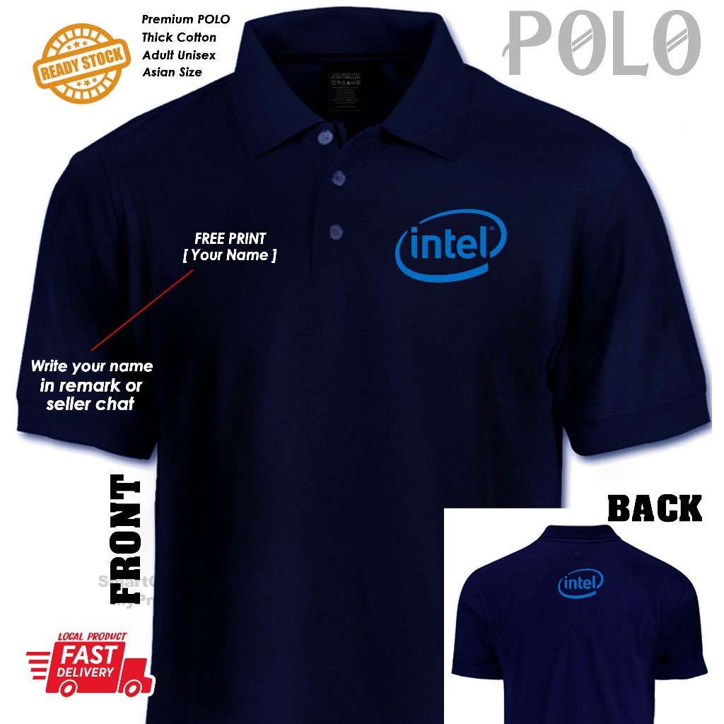 Free Name Intel collar & tshirt cotton unisex adult computer | Shopee ...