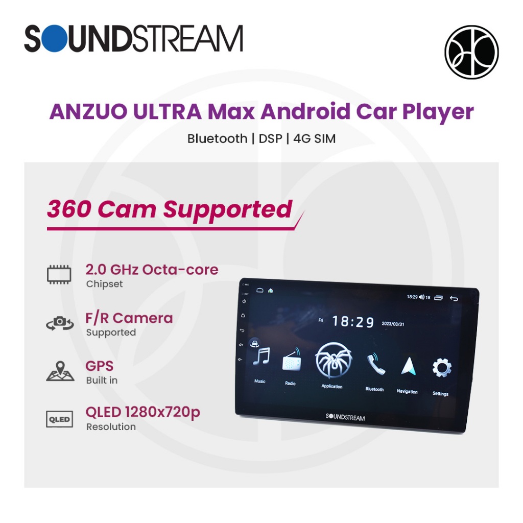 Soundstream ANZUO ULTRA MaxAndroid Car Player QLED 360 Cam Supported ...