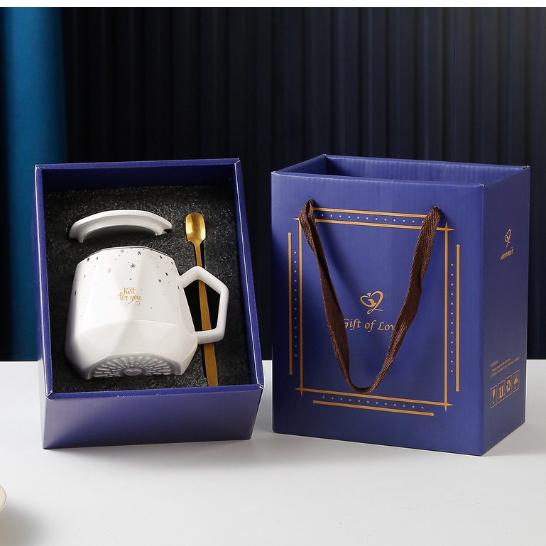 【Spot】Creative European Ceramic Mug Diamond Cup Couple Cup Coffee Cup ...