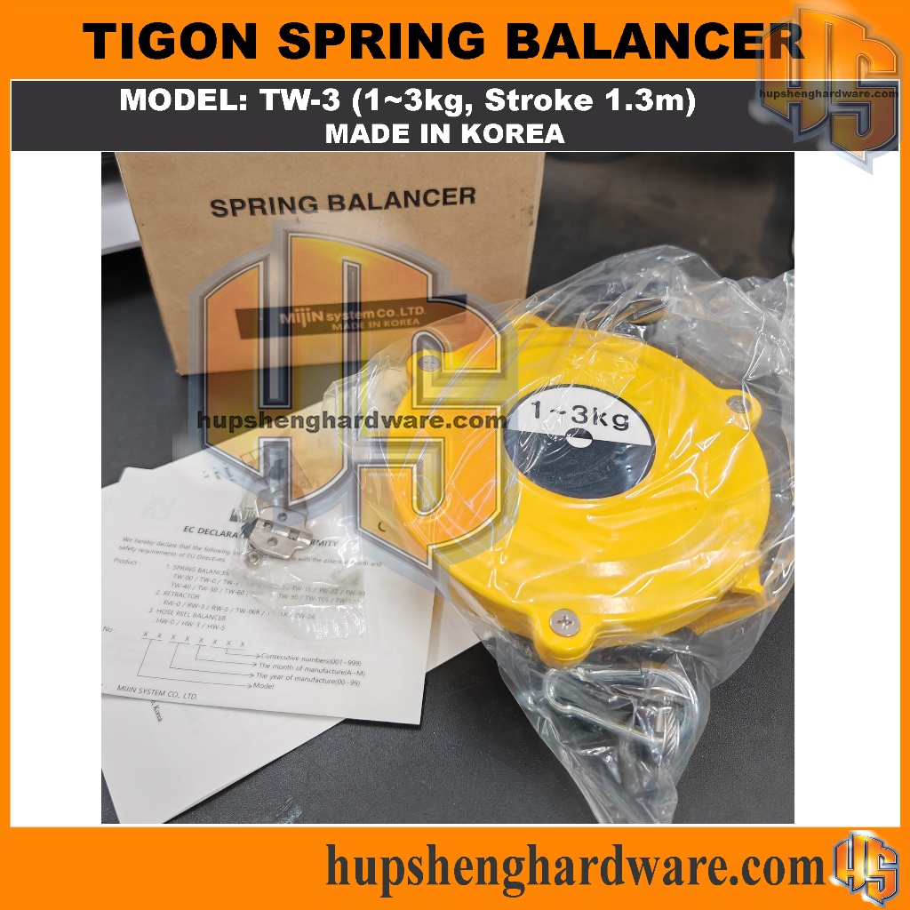 TIGON Spring Balancer TW3 Capacity 1kg to 3kg Stroke 1.3m Tigon TW3 ...
