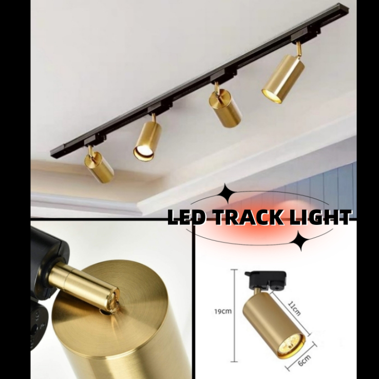 [Ready Stock]LED Track Light Lampu Track GU10 Bulb Gold Color Track ...