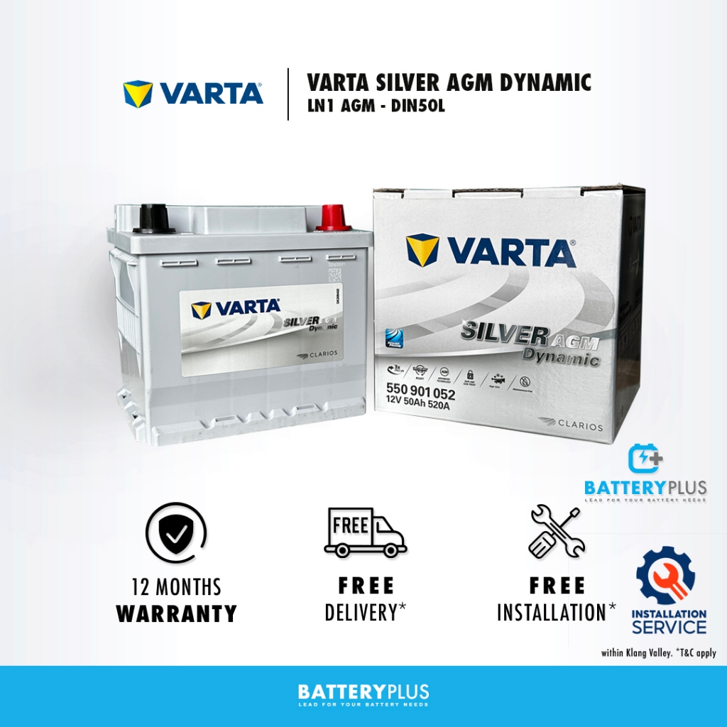 [ Installation Provided ] LN1 AGM | DIN50L | DIN50 Varta Silver AGM Dynamic Car Battery Bateri ...