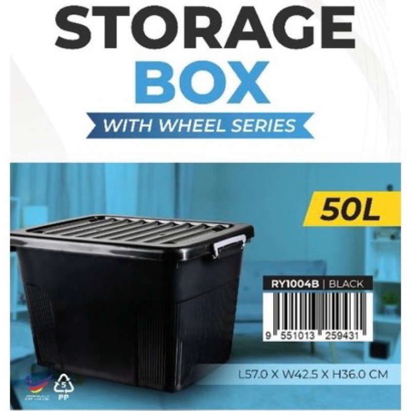 ROOMY 30/50L STORAGE BOX WITH WHEELS | KOTAK SIMPANAN RODA | STORAGE ...