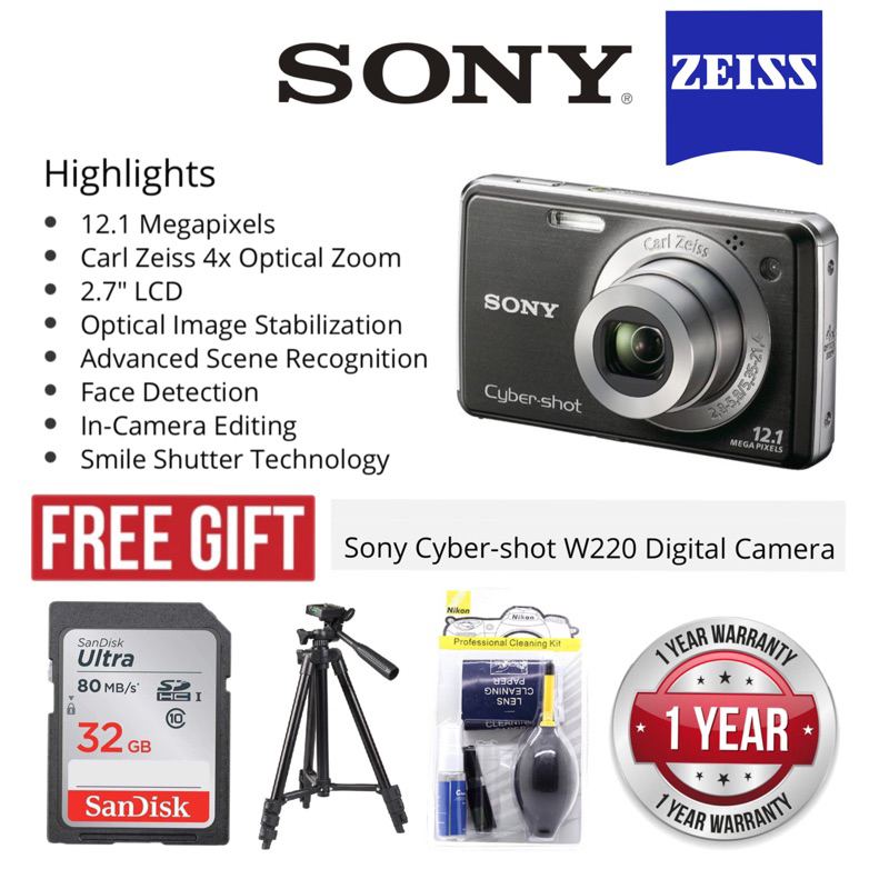 Sony Cybershot DSC-W220 Digital Camera (1 years warranty) | Shopee Malaysia